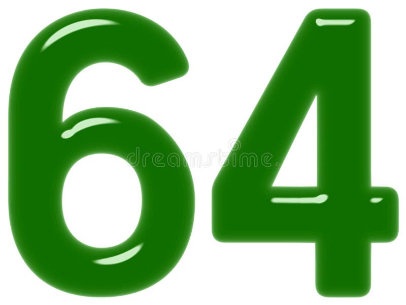 Numeral 64, Sixty Four, Isolated on White Background, 3d Render Stock ...