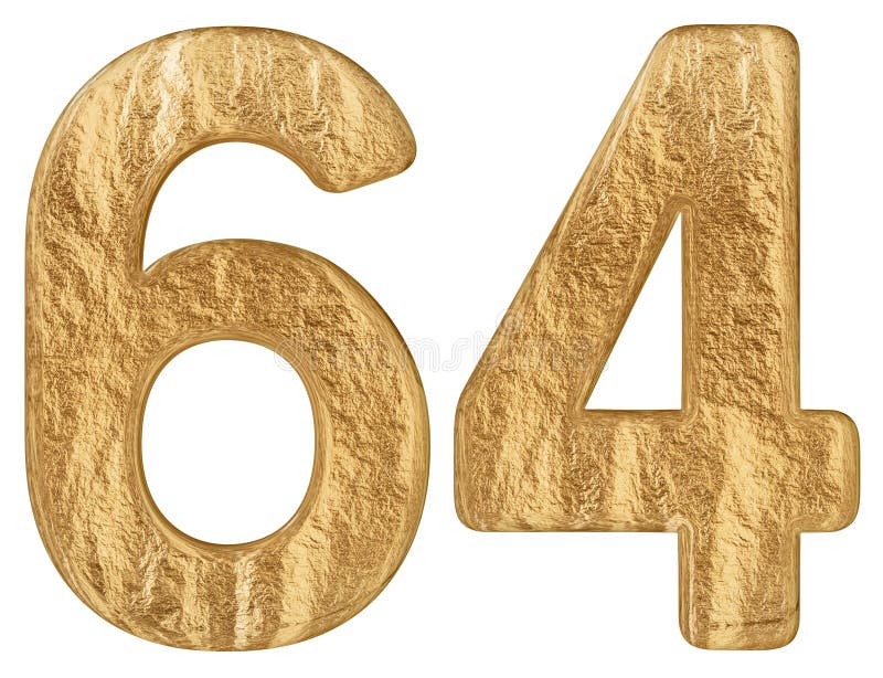 Numeral 64, Sixty Four, Isolated on White Background, 3d Render Stock ...