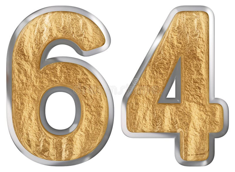 Numeral 64, Sixty Four, Isolated on White Background, 3d Render Stock ...