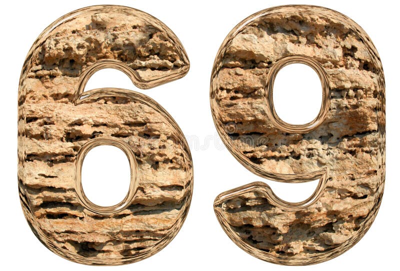 Numeral 69, Sixty Nine, on White, Natural Limestone, 3d Stock ...