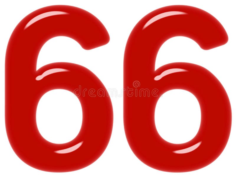Numeral 66, Sixty Six, Isolated on White Background, 3d Render Stock ...