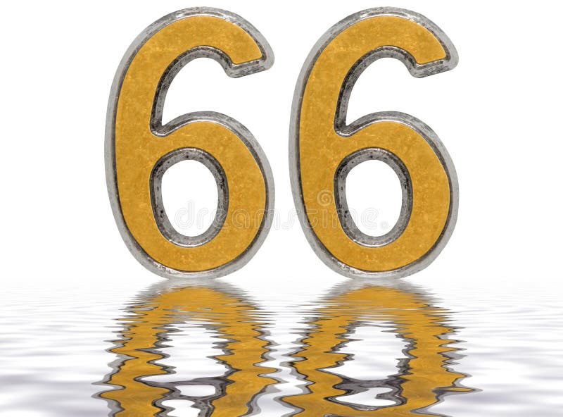 Numeral 66, Sixty Six, Reflected on the Water Surface, Isolated Stock ...