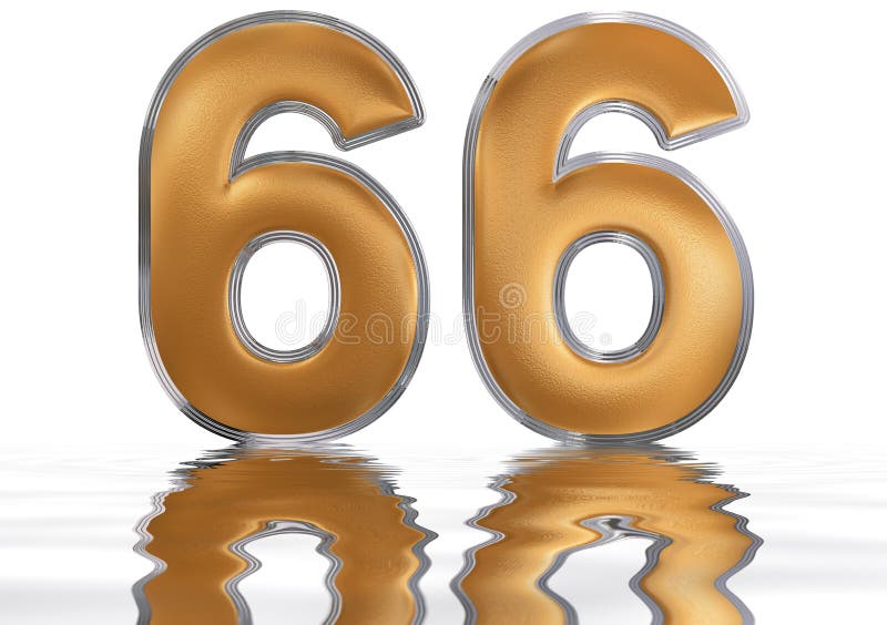 Numeral 66, Sixty Six, Reflected on the Water Surface, Stock ...