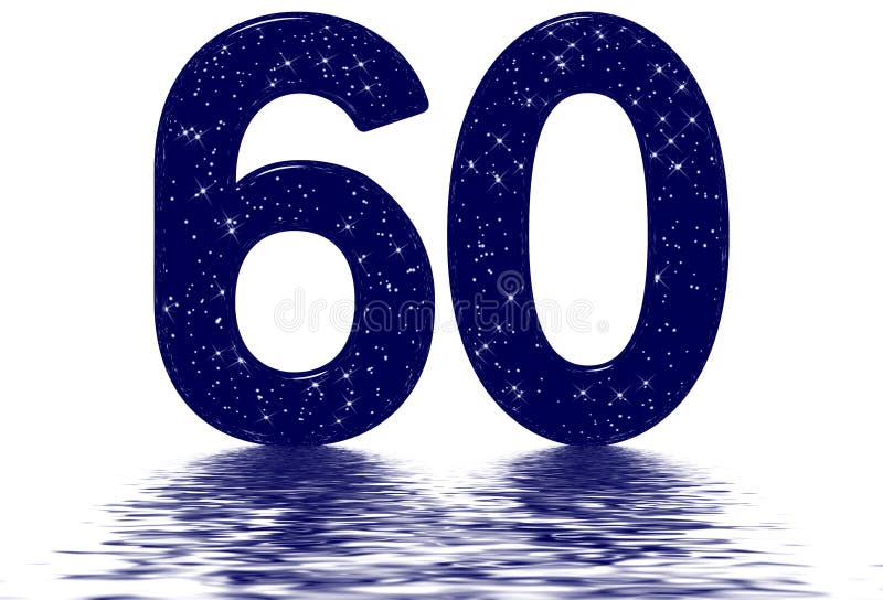 Numeral 60, Sixty, Star Sky Texture Imitation, Reflected on the Water ...