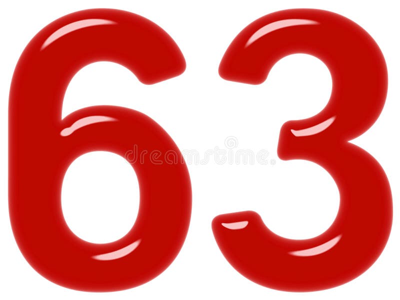 Numeral 63, Sixty Three, Isolated on White Background, 3d Render Stock ...