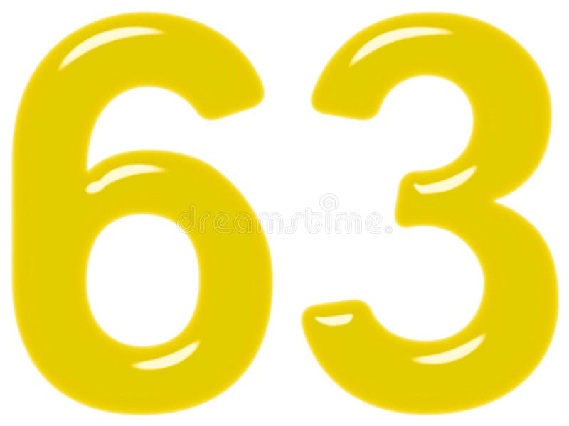 Numeral 63, Sixty Three, Isolated on White Background, 3d Render Stock ...