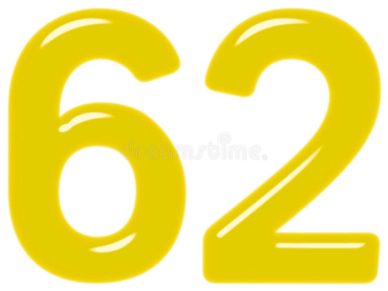 Numeral 62, Sixty Two, Isolated on White Background, 3d Render Stock ...