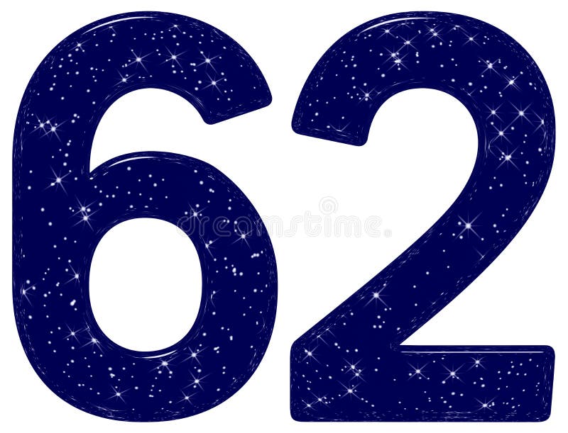 Numeral 62, Sixty Two, Star Sky Texture Imitation, Isolated on White ...