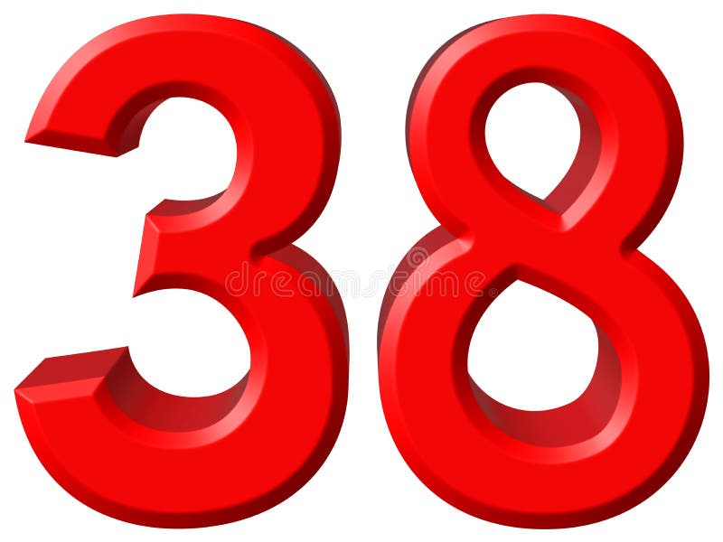 Numeral 38, Thirty Eight, Isolated on White Background, 3d Render Stock ...