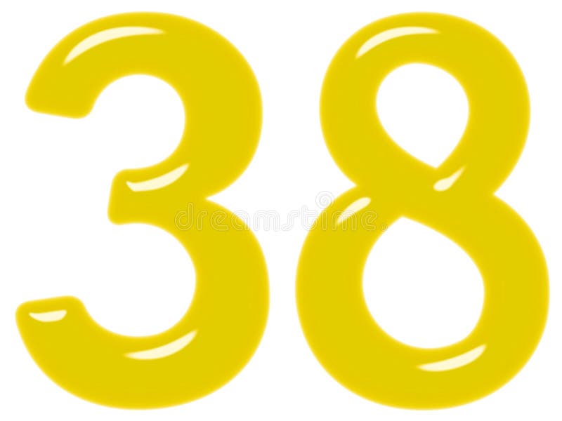 38 Number Numeral Digit White On Yellow Background Stock Vector ...