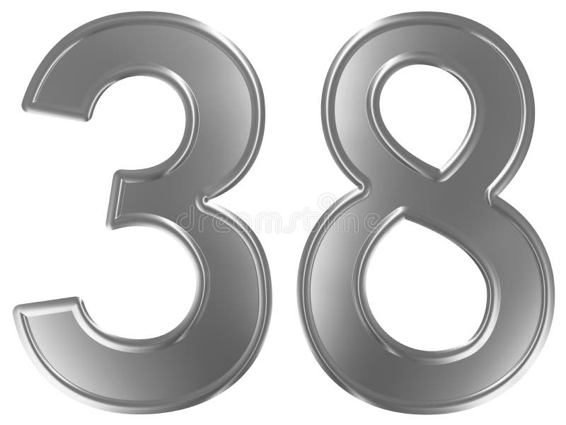 Numeral 38, Thirty Eight, Isolated on White Background, 3d Render Stock ...