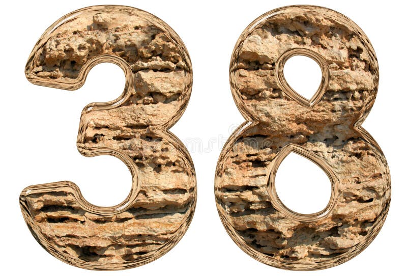 Numeral 38, Thirty Eight, Isolated on White, Natural Limestone, Stock ...