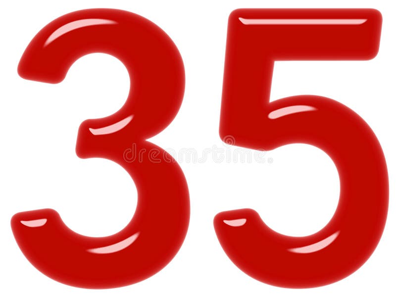 Numeral 35, Thirty Five, Isolated on White Background, 3d Render Stock ...