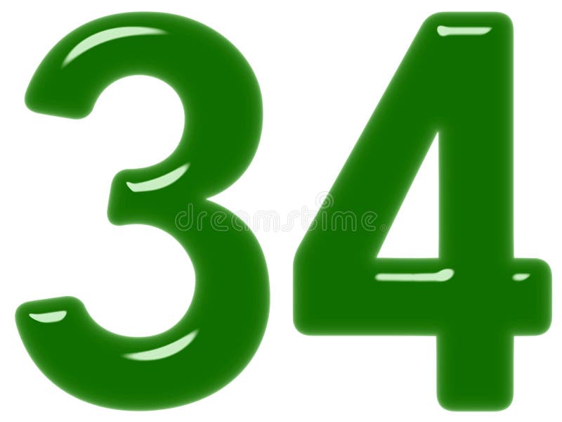 Numeral 34, Thirty Four, Isolated on White Background, 3d Render Stock ...