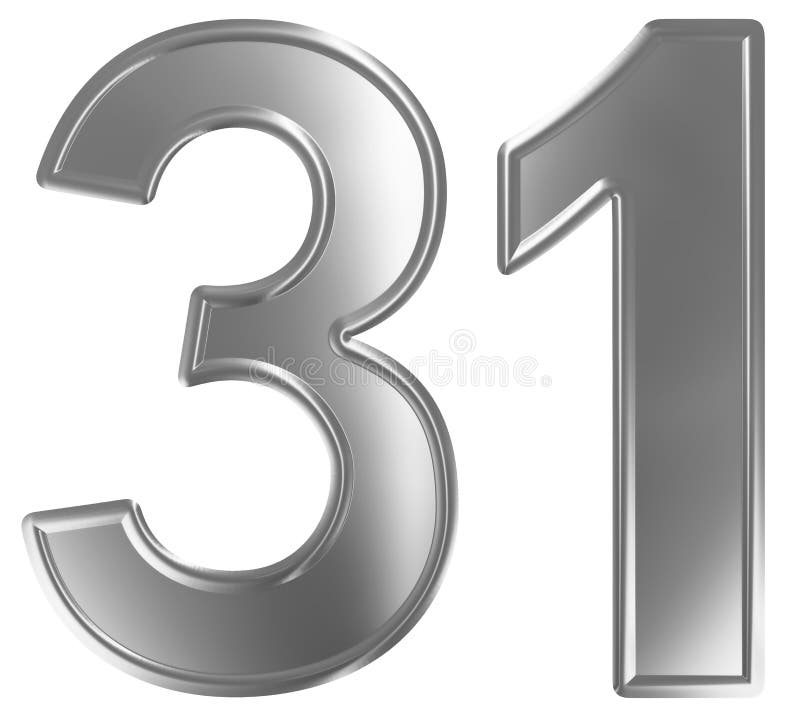 Numeral 31, Thirty One, Isolated on White Background, 3d Render Stock ...
