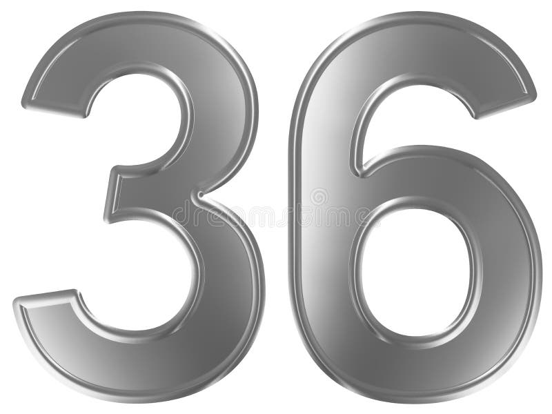 Numeral 36, Thirty Six, Isolated on White Background, 3d Render Stock ...