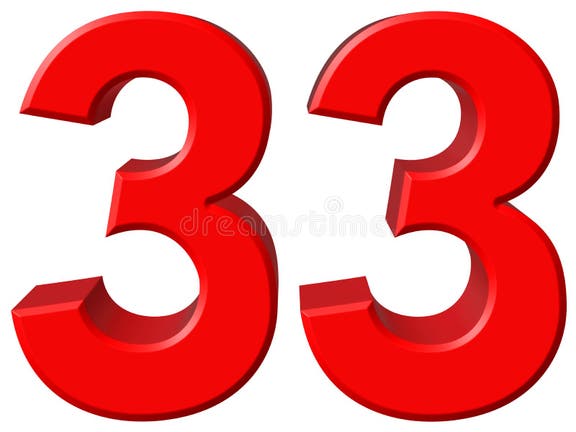 Numeral 33, Thirty Three, Isolated on White Background, 3d Render Stock ...