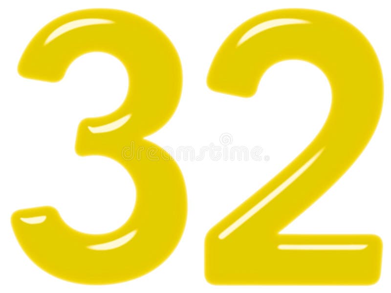 Numeral 32, Thirty Two, Isolated on White Background, 3d Render Stock ...