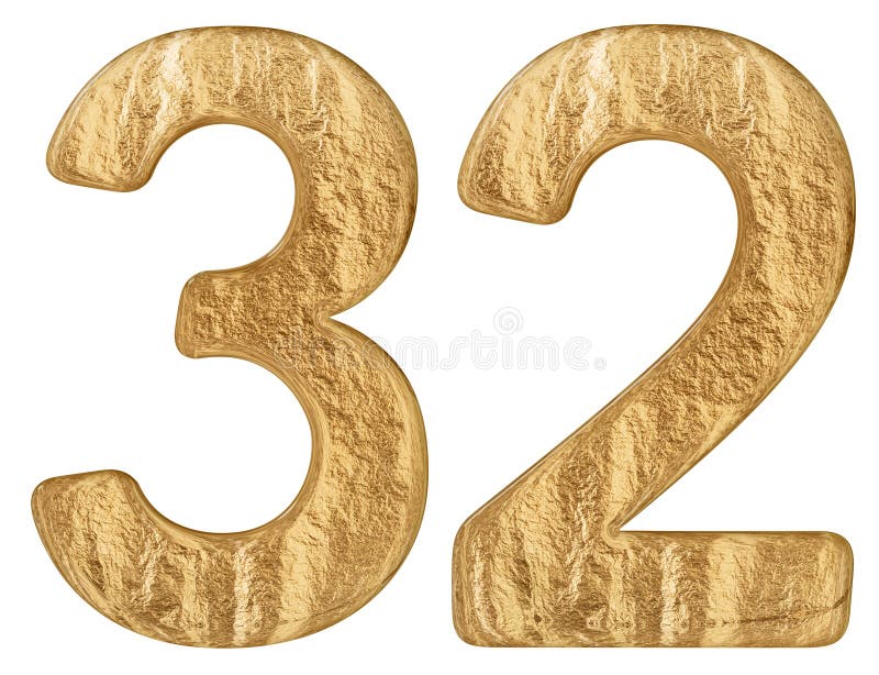 Numeral 32, Thirty Two, Isolated on White Background, 3d Render Stock ...