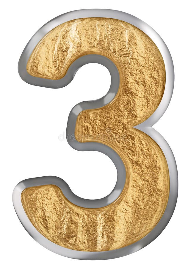 Numeral 3, Three, Isolated on White Background, 3d Render Stock ...