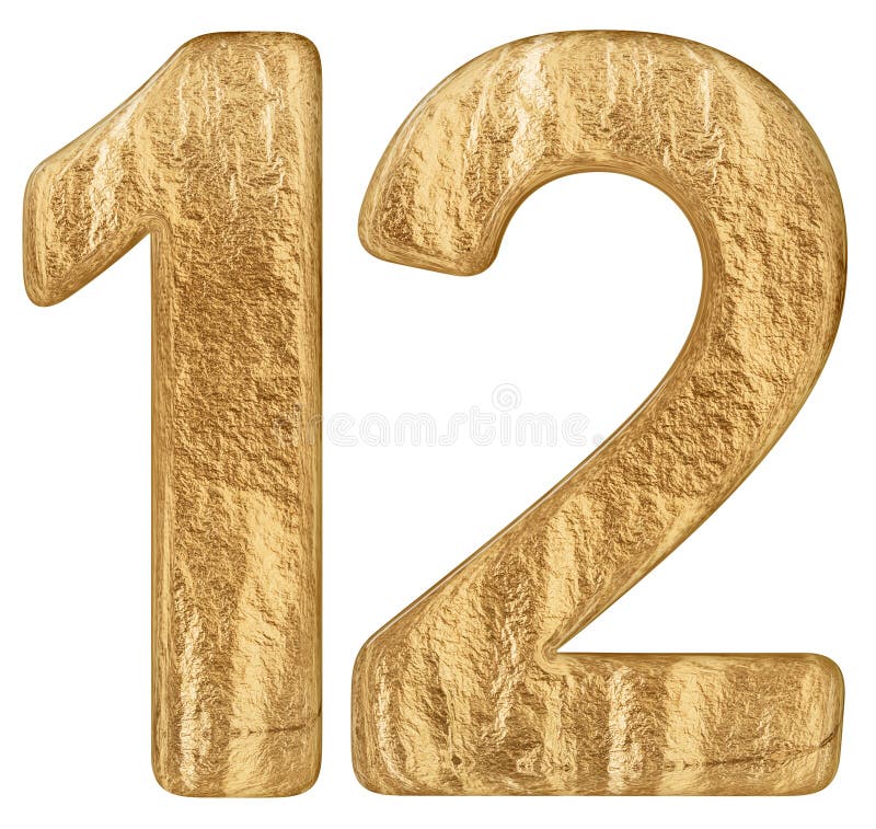 Numeral 12, Twelve, Isolated on White Background, 3d Render Stock ...