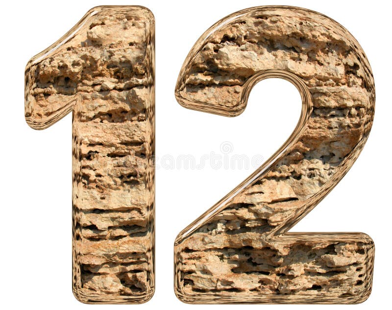 Numeral 12, Twelve, Isolated on White, Natural Limestone, 3d Ill Stock ...