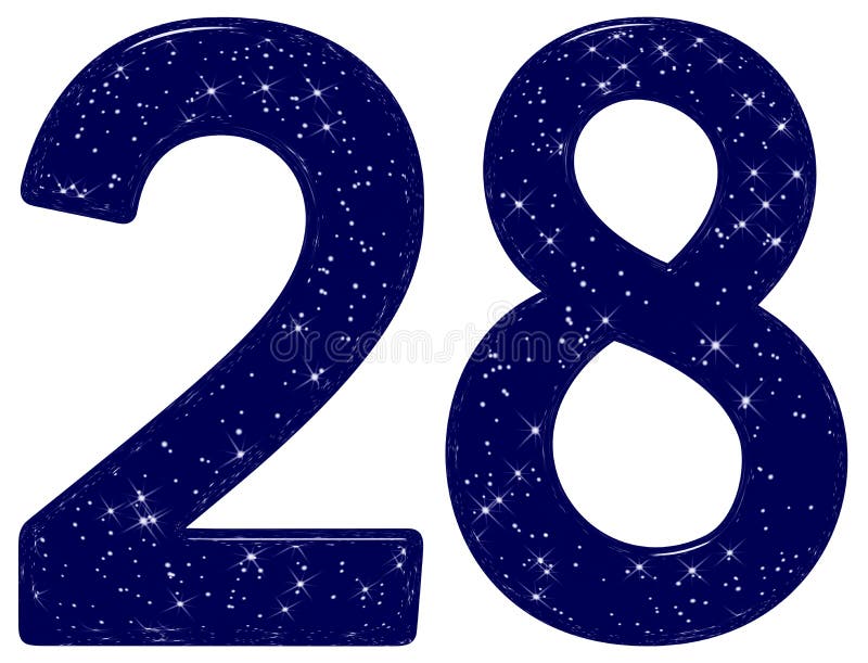Numeral 28, Twenty Eight, Star Sky Texture Imitation, Isolated on White ...