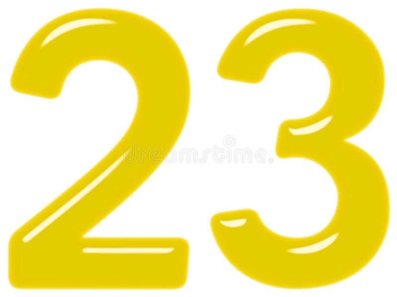 23 Number Numeral Digit White On Yellow Background Stock Illustration ...