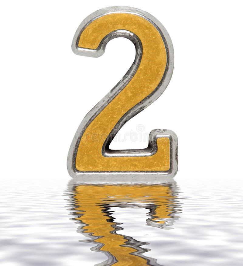 Numeral 2, Two,reflected on the Water Surface, Isolated on White Stock ...