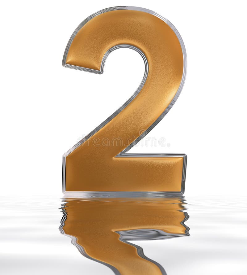 Numeral 2, Two, Reflected on the Water Surface, on Whi Stock ...