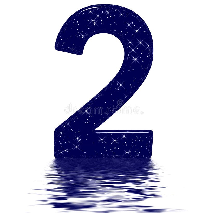 Numeral 2, Two, Star Sky Texture Imitation, Reflected on the Water ...
