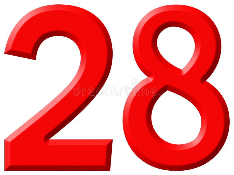Numeral 28, Vinte E Oito, Isolado No Fundo Branco, 3d Ilustração Stock ...