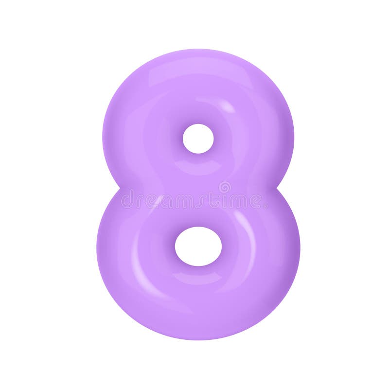 Numeral 8 - Violet Plastic Balloon Number Eight Isolated on White ...