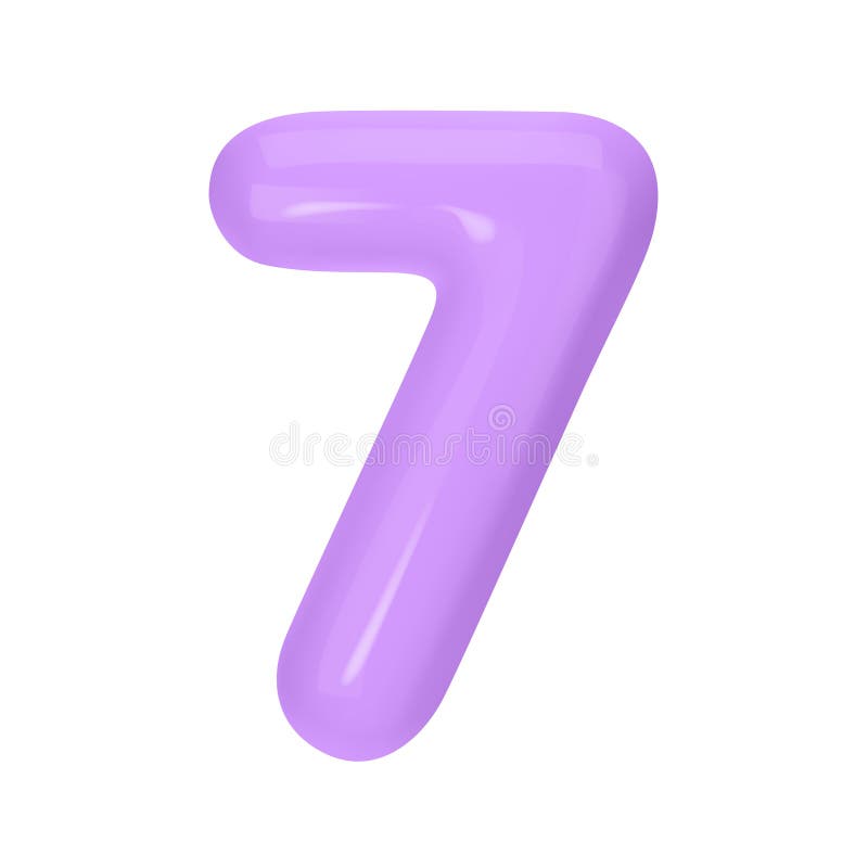 Numeral 7 - Violet Plastic Balloon Number Seven Isolated on White ...