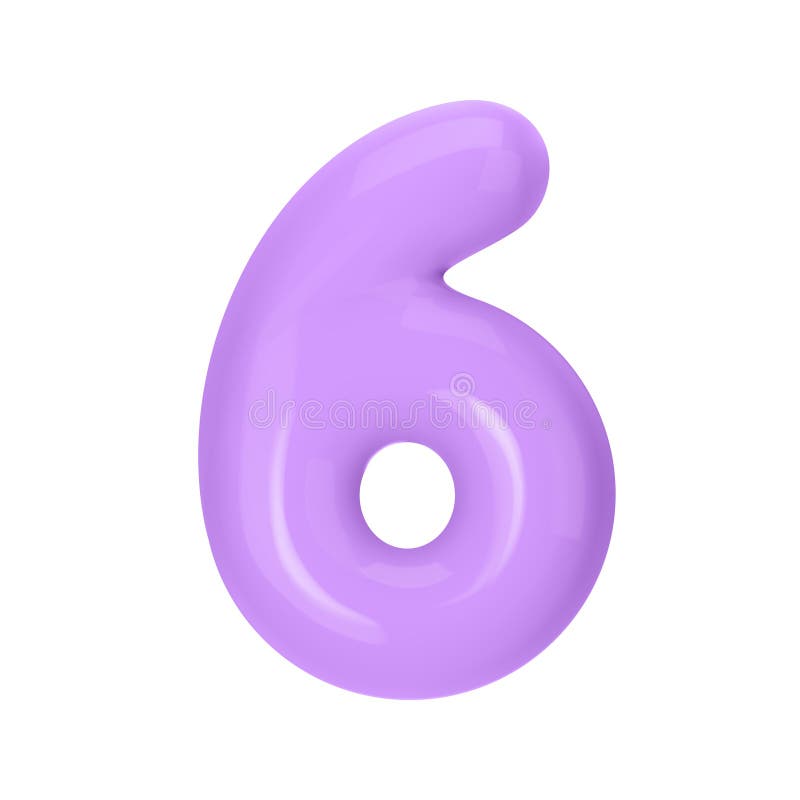 Numeral 6 - Violet Plastic Balloon Number Six Isolated on White ...
