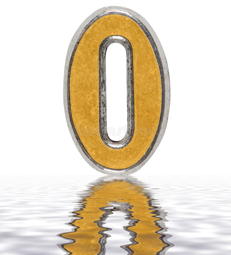 Numeral 0, Zero, Reflected on the Water Surface, Isolated Stock ...
