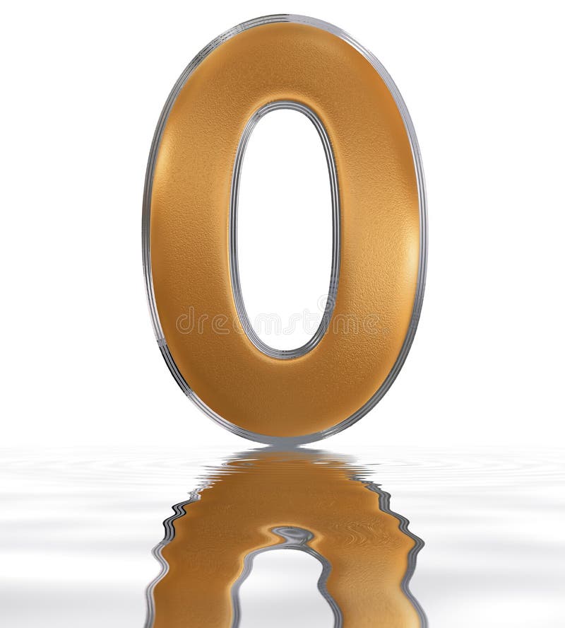 Numeral 0, Zero, Reflected on the Water Surface, on Wh Stock ...