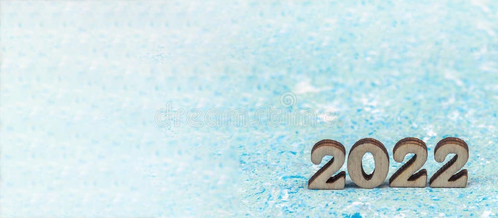 Numerals 2022 on Blue Background. Wooden Digits 2022 Stock Image ...