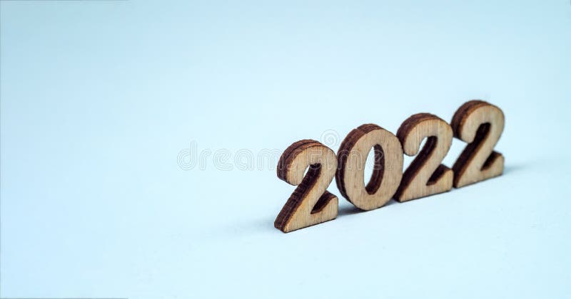 Numerals 2022 on Blue Background. Wooden Digits 2022 Stock Photo ...
