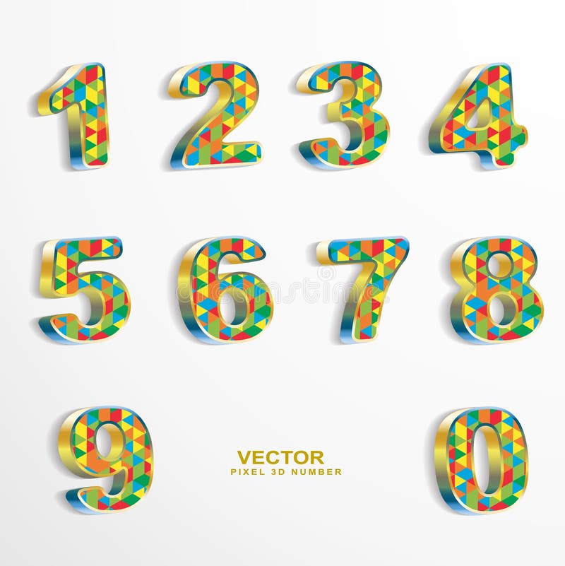 Numeri Colorati Del Pixel 3D Illustrazione Vettoriale - Illustrazione ...