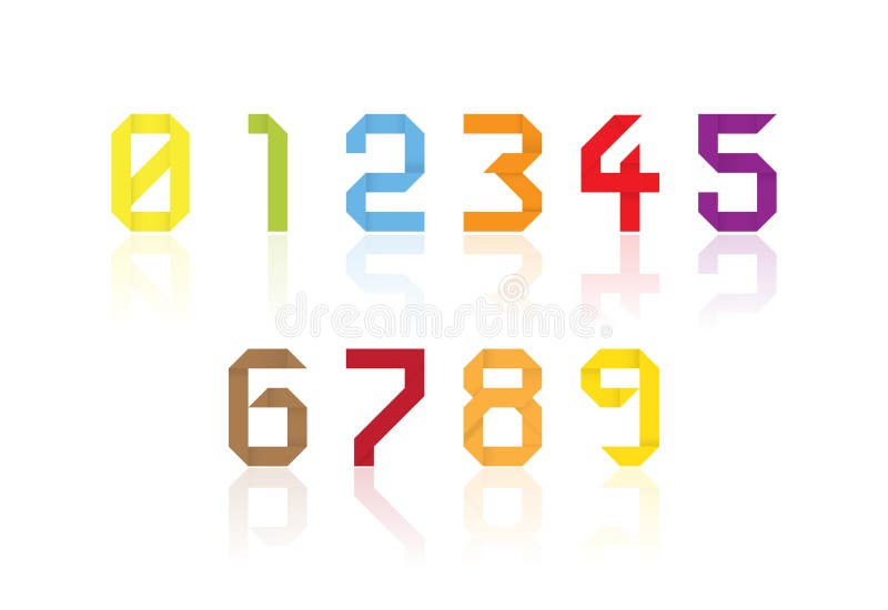 Numeri Di Origami Di Carta Colorati Illustrazione Vettoriale ...