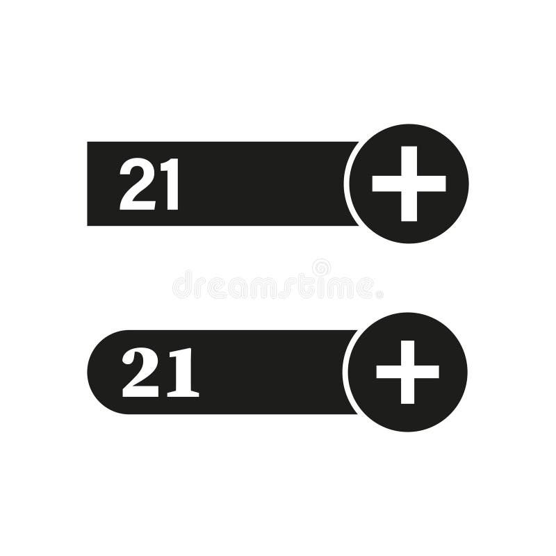 Numeric Button Icons. Plus Symbol Interface. Minimalist Number Design ...