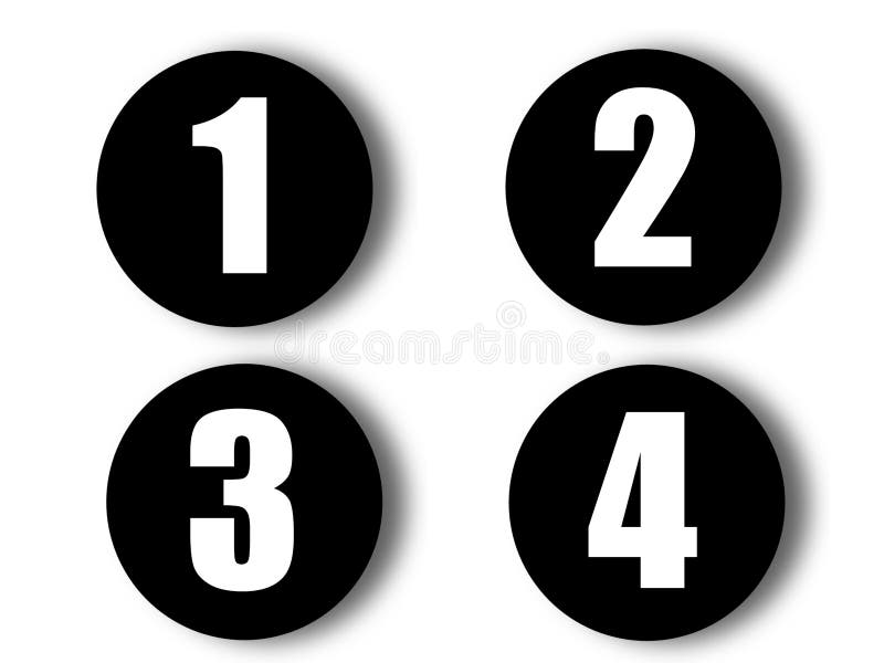 1234 Numeric on 3d Circle of Black Colour with White Background Space ...