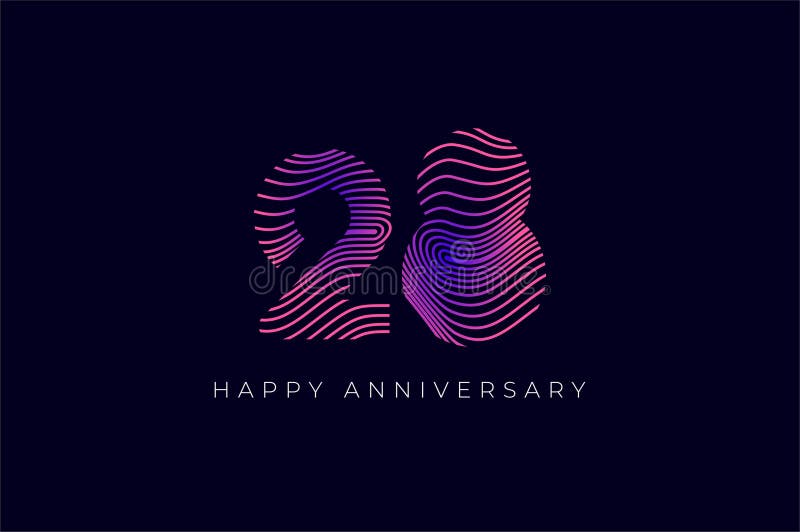 Numeric Design with Line Curve 28th, 28th Happy Anniversary Stock ...