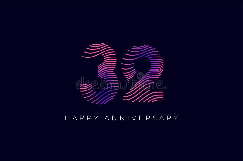 Numeric Design with Line Curve 32th, 32th Happy Anniversary Stock ...