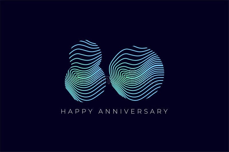 Numeric Design with Line Curve 80th, 80th Happy Anniversary Stock ...