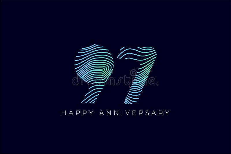 Numeric Design with Line Curve 97th, 97th Happy Anniversary Stock ...