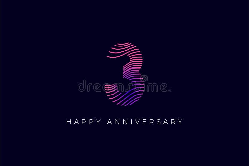 Numeric Design with Line Curve 3th, 3th Happy Anniversary Stock Vector ...