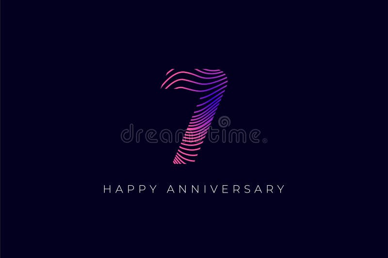 Numeric Design with Line Curve 7th, 7th Happy Anniversary Stock Vector ...
