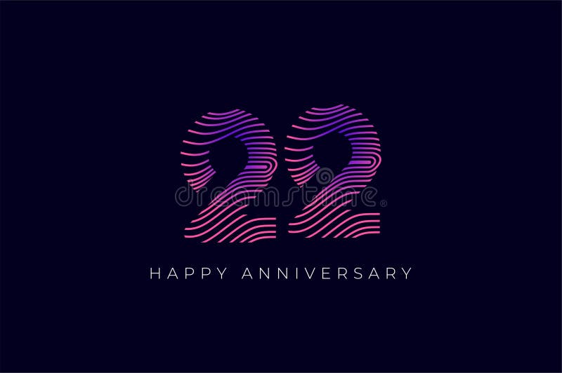 Numeric Design with Line Curve 22th, 22th Happy Anniversary Stock ...